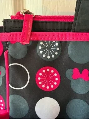 Disney | Other | Disney Baby Minnie Mouse Diaper Bag Tote Black Pink ...